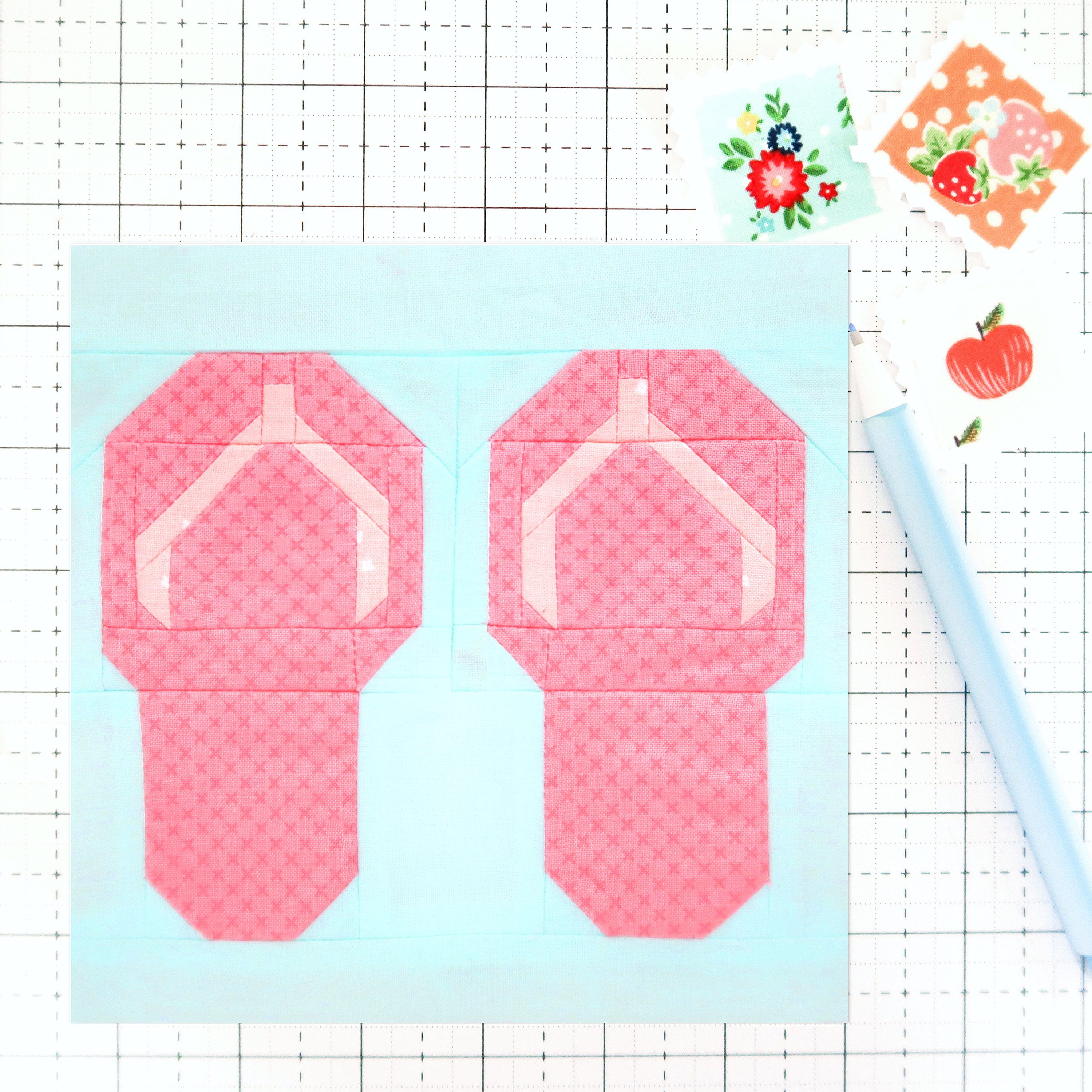 Set of 4 Pool Party Quilt Block Patterns - Swimsuit, Sunglasses ...