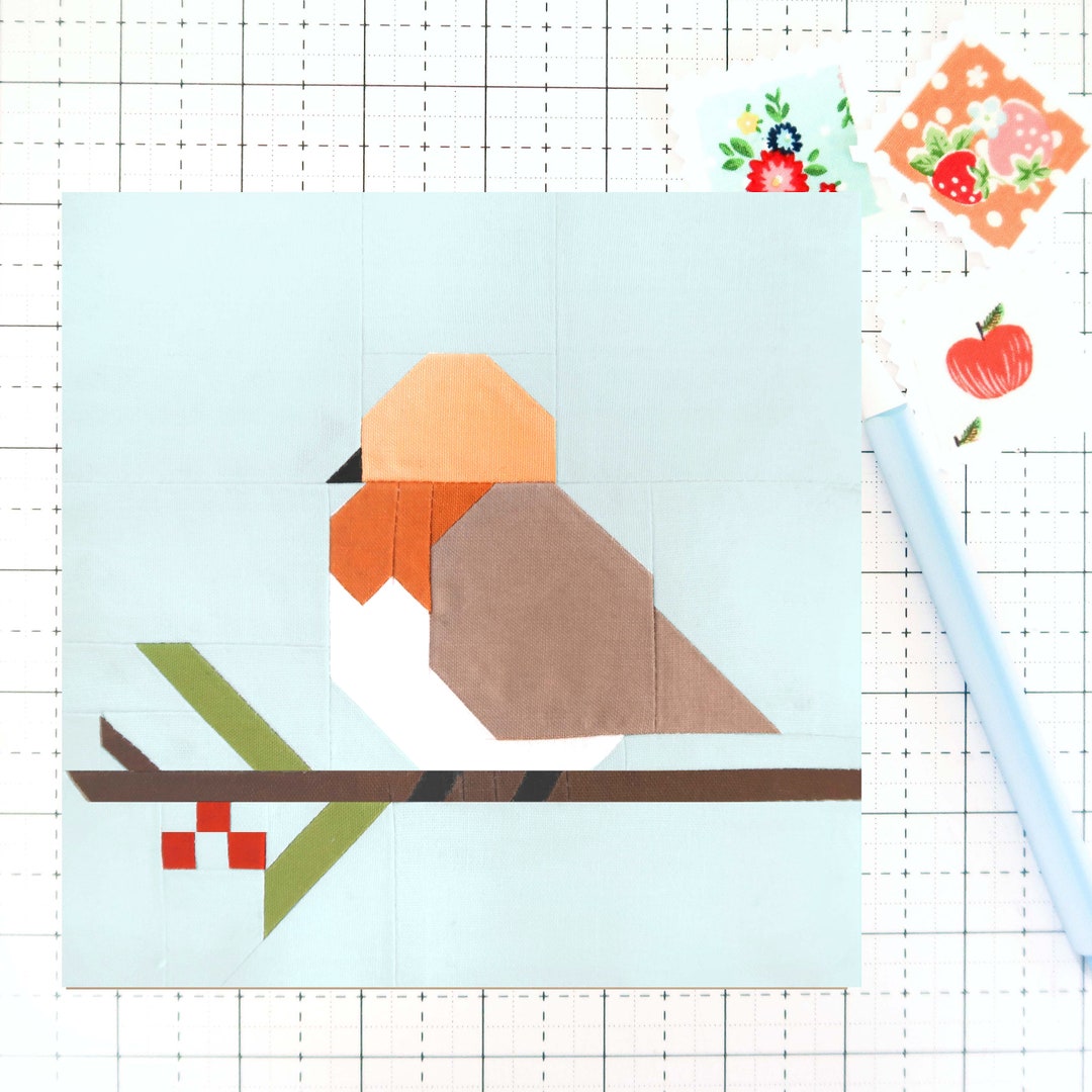 Winter Robin Bird Animal Quilt Block PDF Pattern - Includes ...