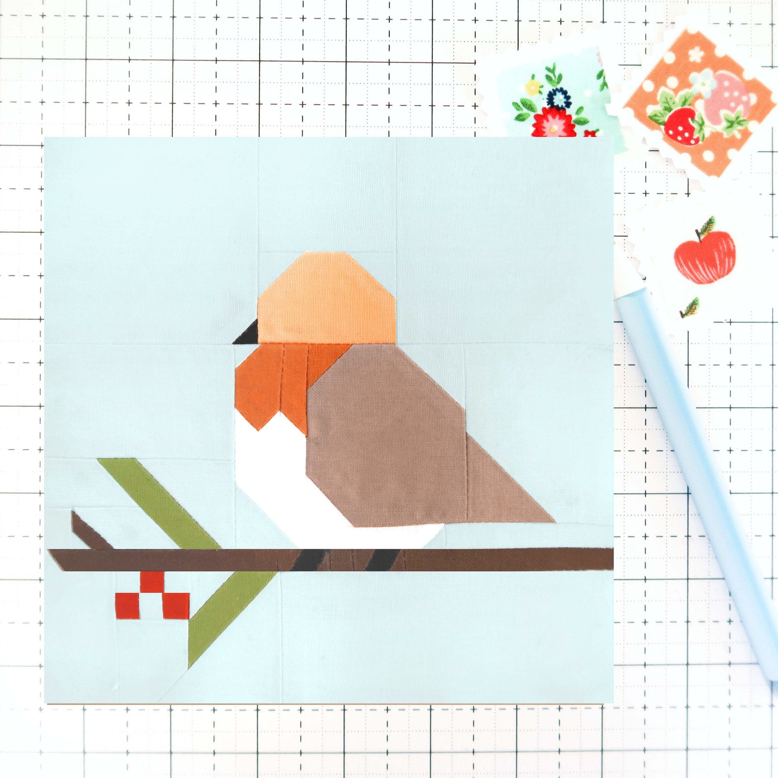 Winter Robin Bird Animal Quilt Block PDF Pattern Includes - Etsy