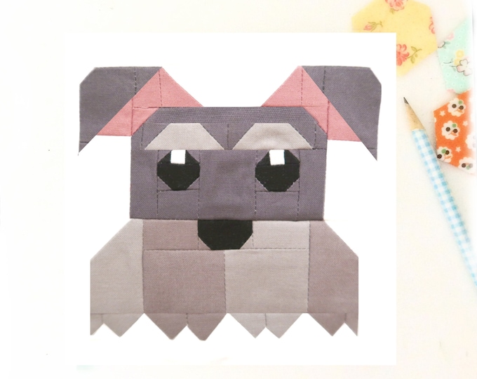 Schnauzer Miniature Schaunzer Dog Puppy Quilt Block PDF - Etsy