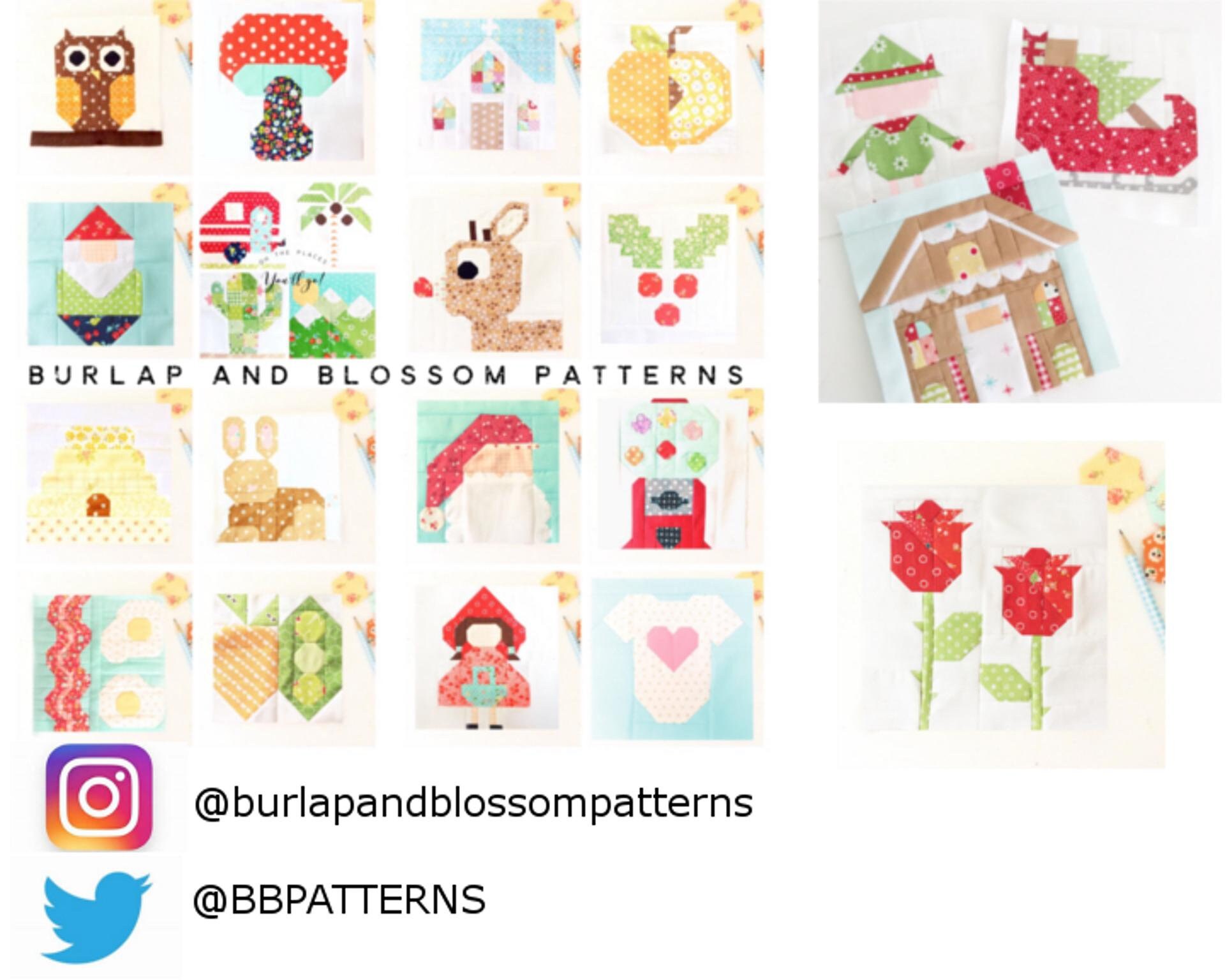 Set of 2 Christmas Misfit Quilt Block Patterns Elf and Rudolph | Etsy