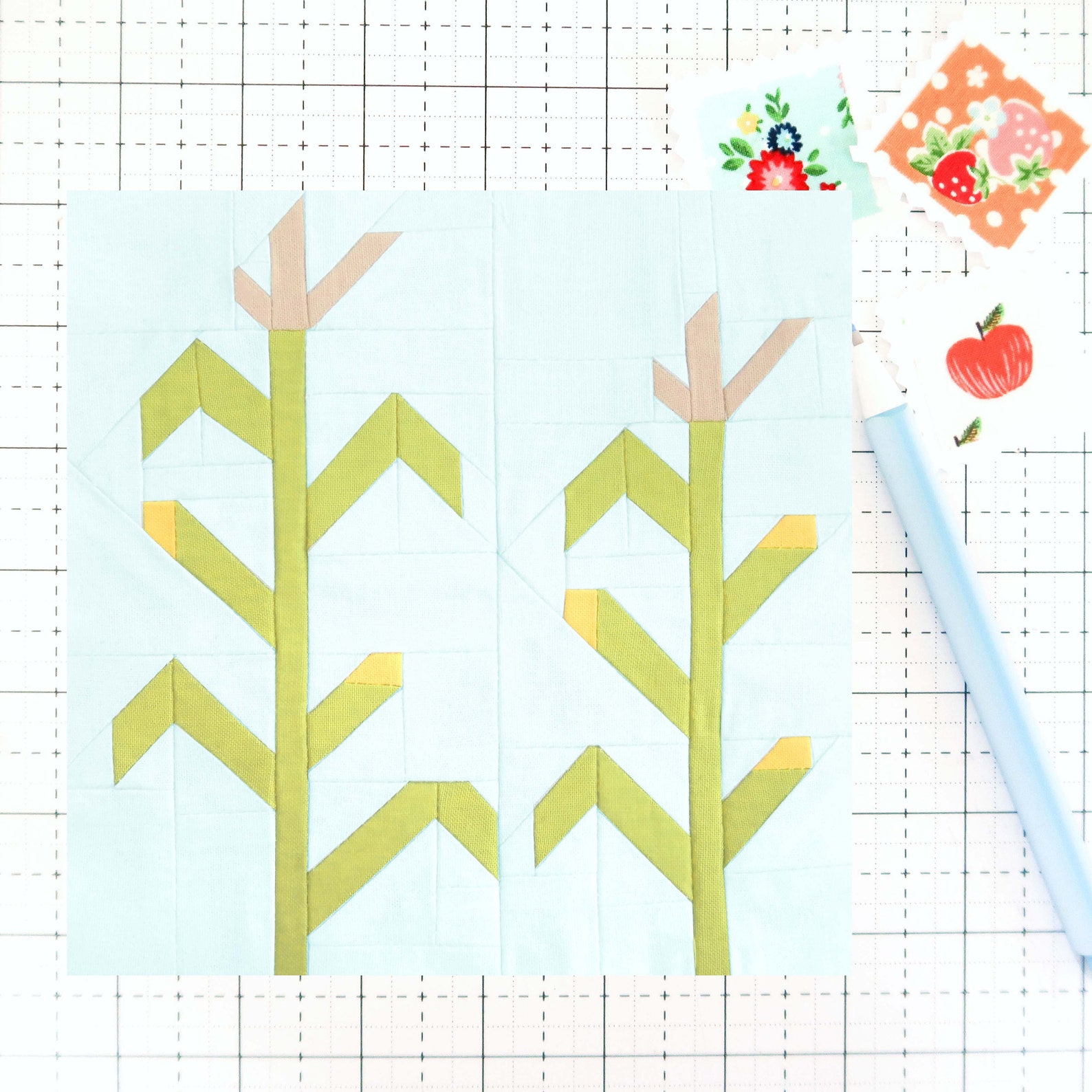 Corn Fields Farm Summer Quilt Block PDF Pattern Includes - Etsy