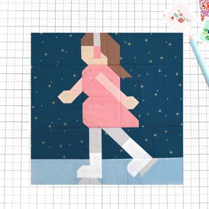 Ice Skater Winter Christmas Quilt Block PDF Pattern- Instructions for 6 ...