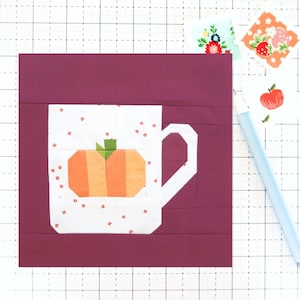 Pumpkin Spice Mug Fall Autumn Quilt Block PDF Pattern - Includes ...