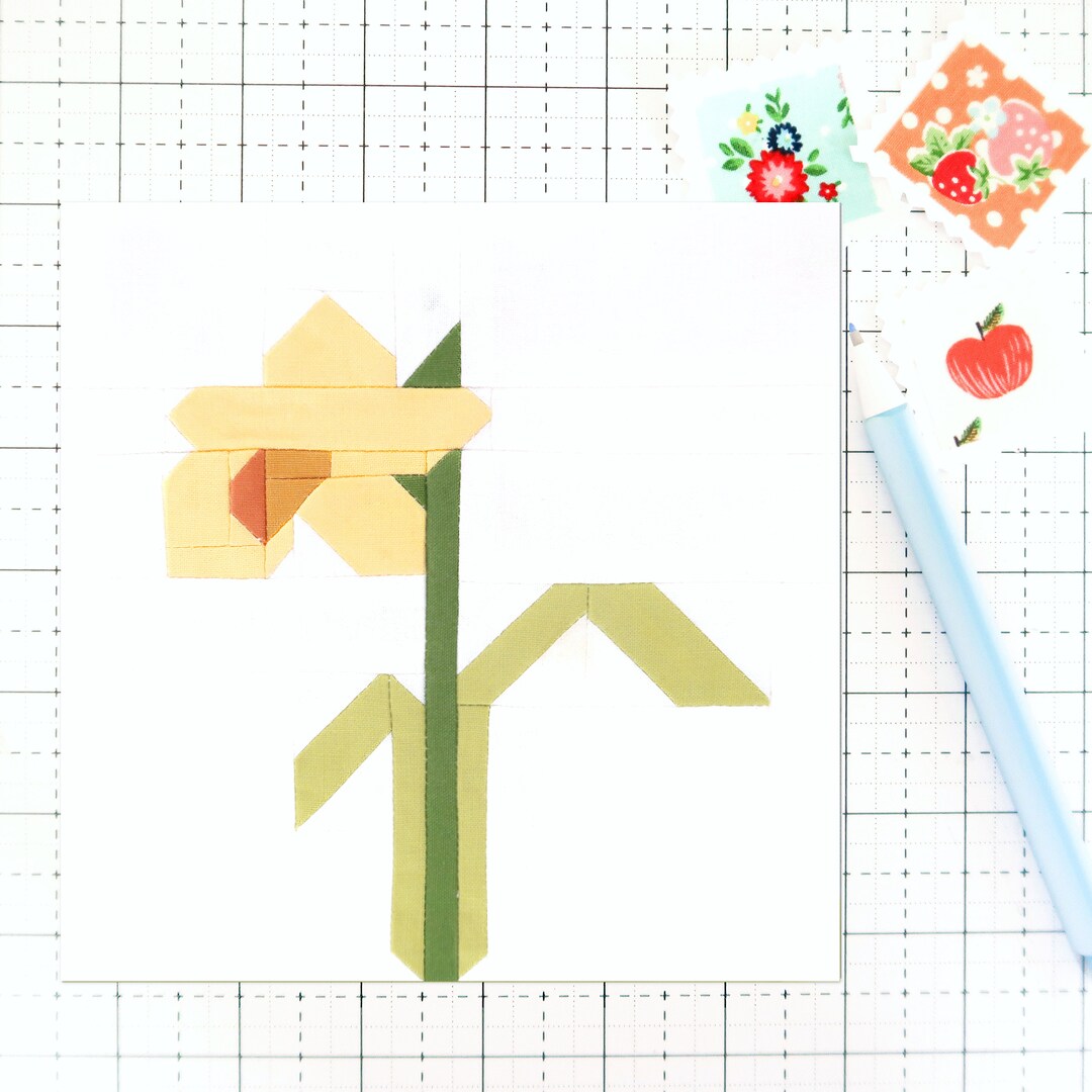 Daffodil Flower Quilt Block Pattern Spring Garden PDF - Instructions ...