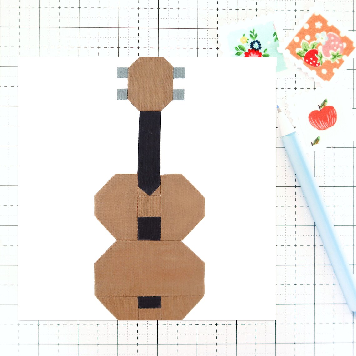 Ukulele or Guitar Instrument Quilt Block PDF Pattern - Etsy