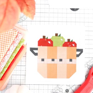 Bushel of Apples Quilt Block Pattern Fall Autumn PDF - Makes 6 Inch, 9 ...