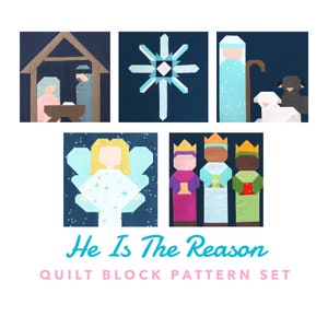 Set of 5 Nativity Christmas Quilt Block Patterns: Nativity, Angel, Wise ...