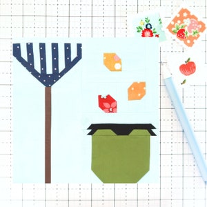 Raking Leaves Fall Autumn Thanksgiving Quilt Block PDF Pattern ...