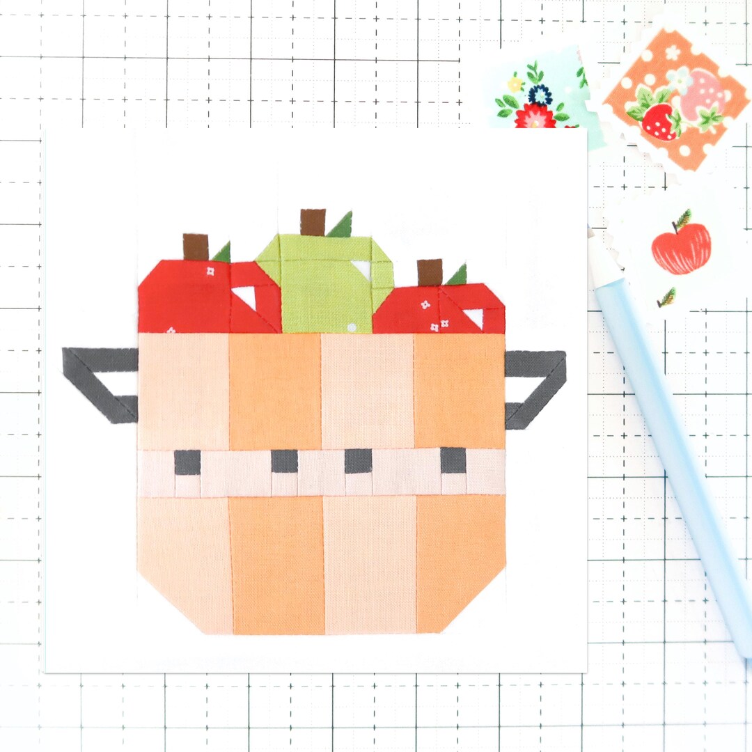 Bushel of Apples Quilt Block Pattern Fall Autumn PDF - Makes 6 Inch, 9 ...