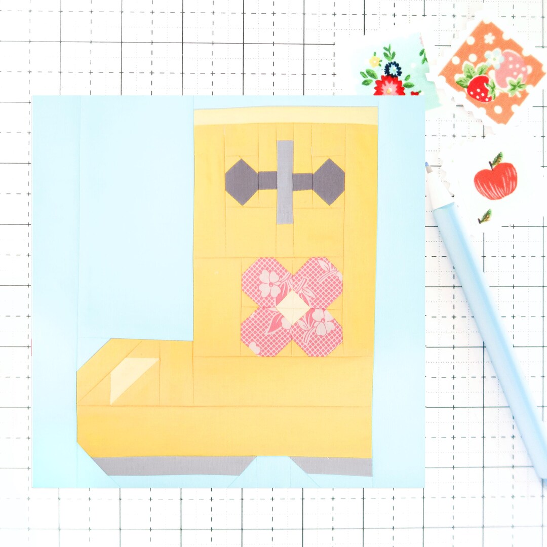 Rain Boot Quilt Block Pattern PDF Spring Flower Garden - Instructions ...