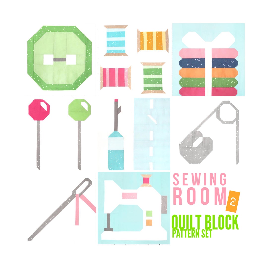 Set of 8 Sewing Quilting Room Quilt Block Patterns Instructions for 6 ...