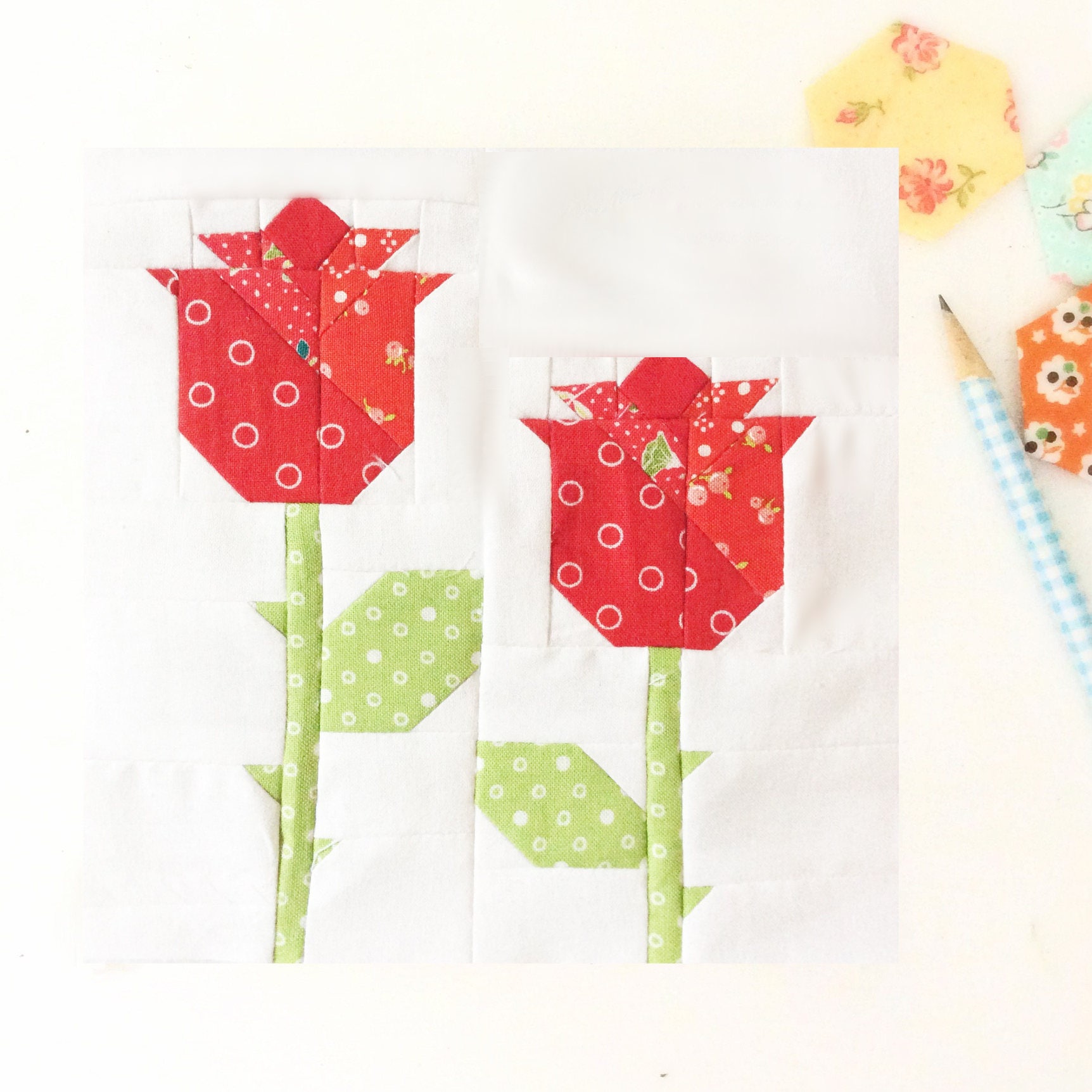 Fresh Roses Quilt Block Pattern PDF Instant Download - Instructions for ...