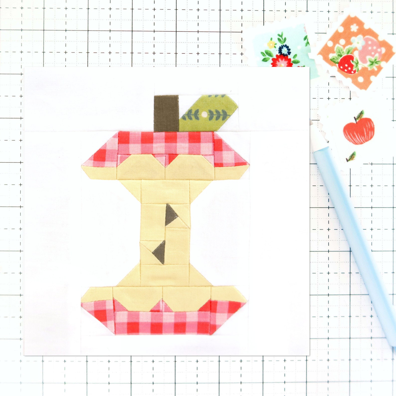 Apple Core Food Fall Autumn Harvest Quilt Block PDF Pattern ...