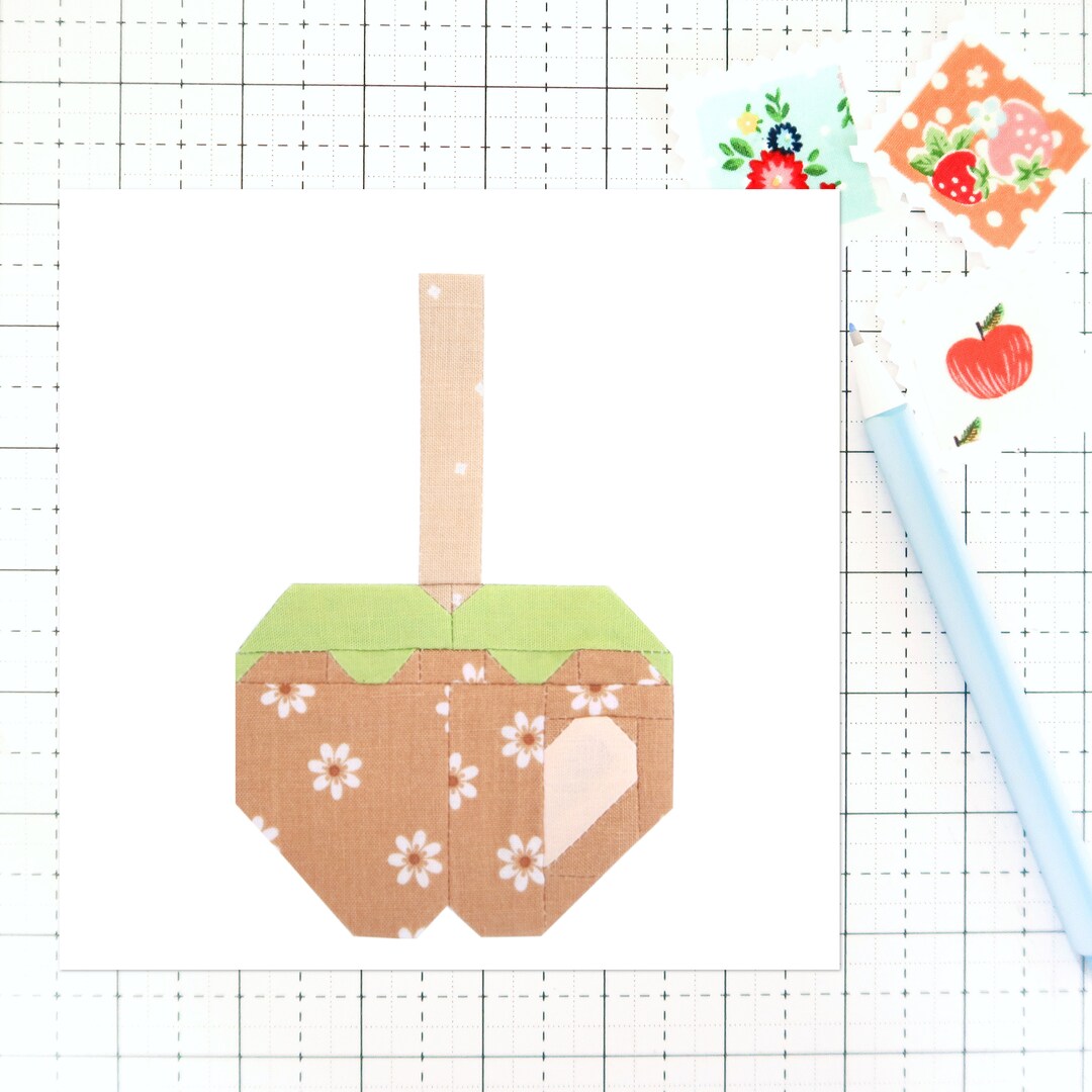Quilt Block PDF Pattern - Caramel Apple Autumn Fall Treat - Includes ...