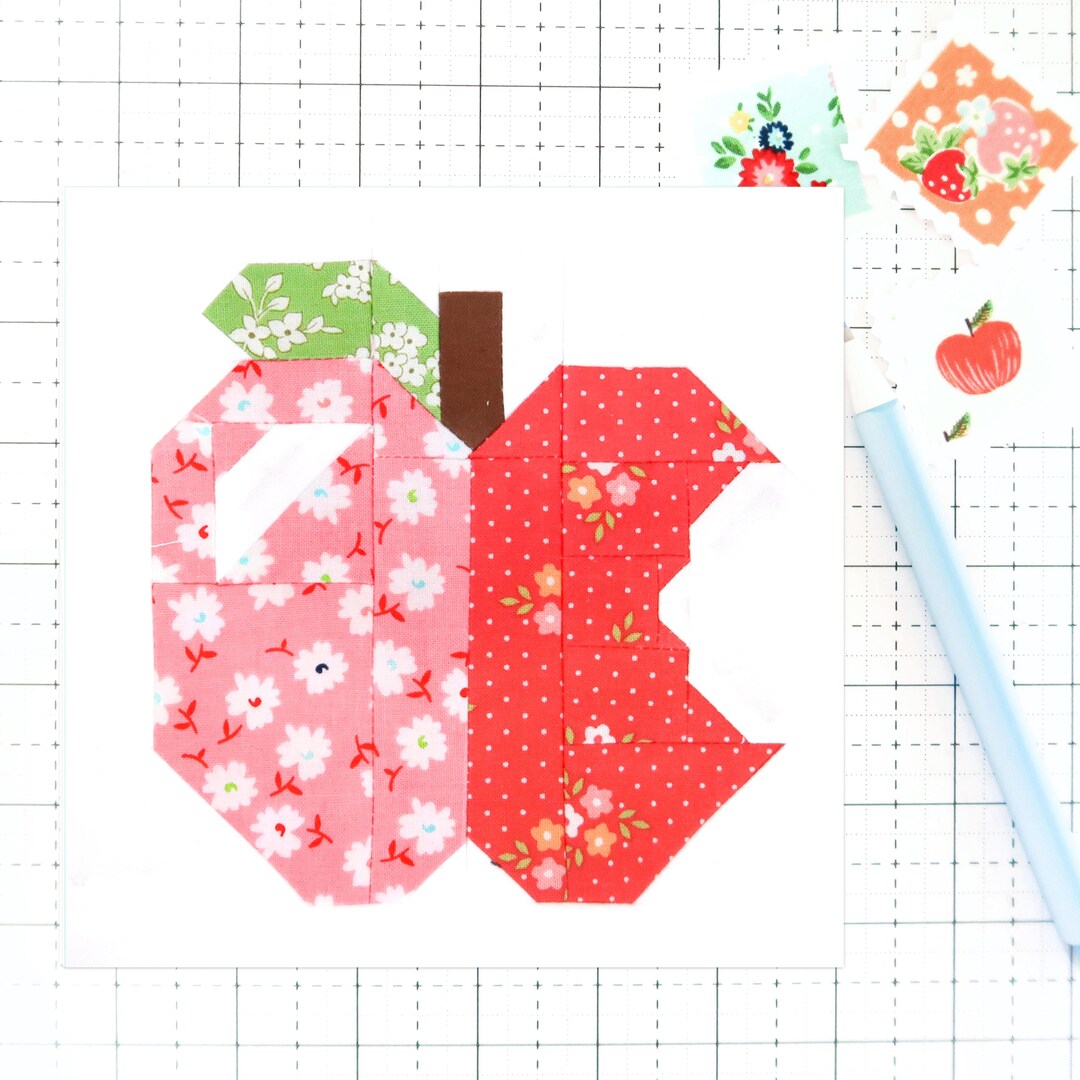 An Apple A Day Quilt Block Pattern Fruit Food PDF - Instructions for 6 ...