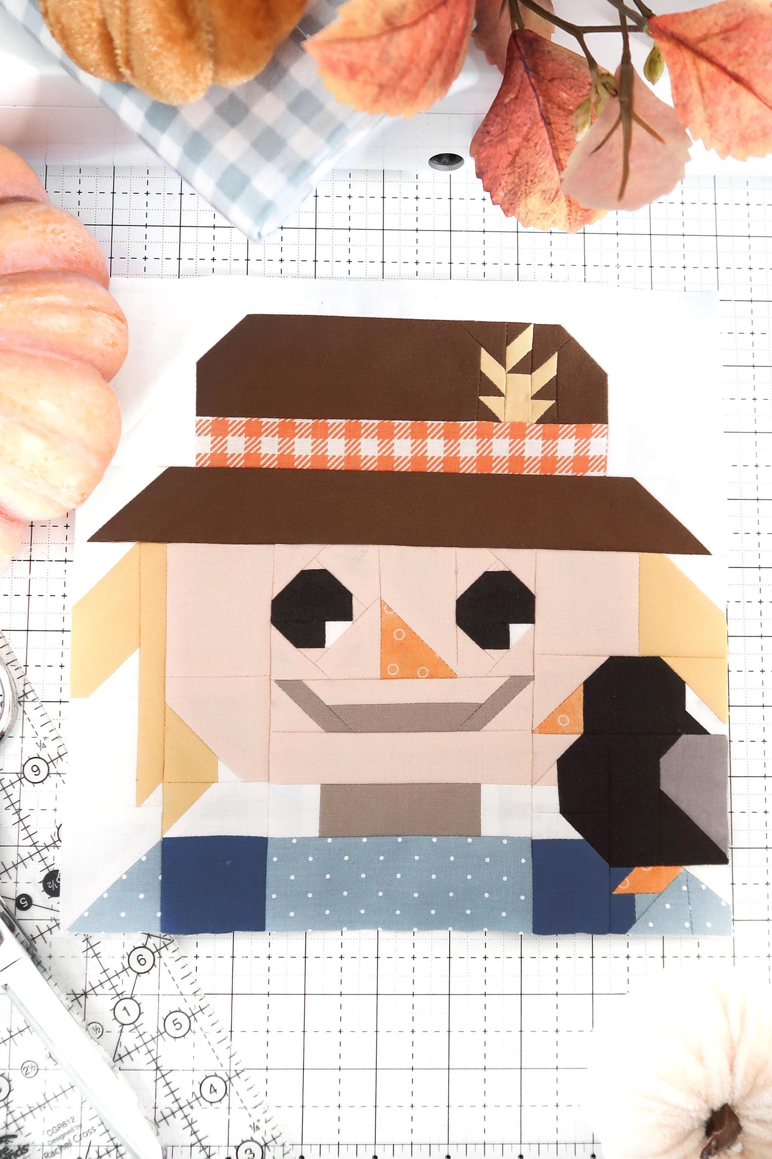Scarecrow Face Quilt Block Pattern Fall Autumn Crow PDF - Makes 6 Inch ...