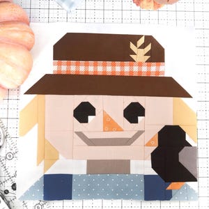 Scarecrow Face Quilt Block Pattern Fall Autumn Crow PDF - Makes 6 Inch ...