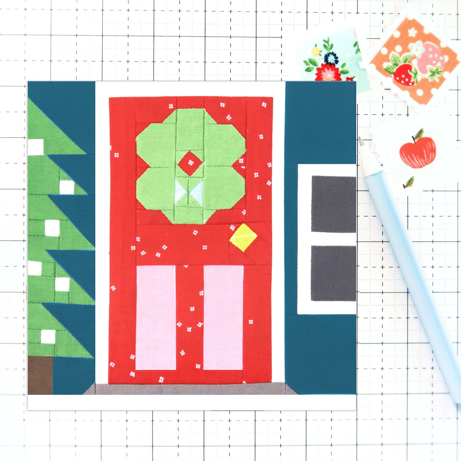Set of 5 Home for the Holidays Quilt Block Patterns: Car, Door, Mitten ...