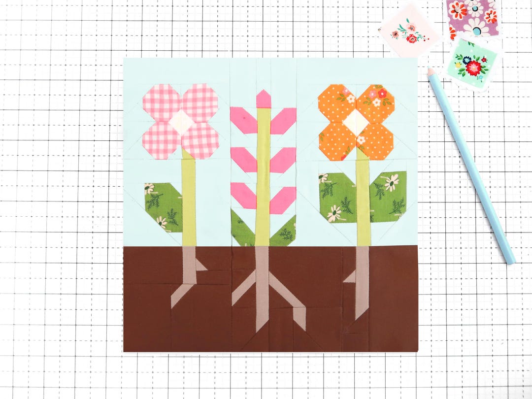 Flower Garden Quilt Block Pattern Spring PDF - Instructions for 6 Inch ...