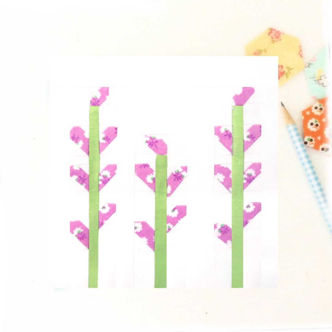 Lavender Spring Flower Herbs Quilt Block PDF Pattern - Includes ...