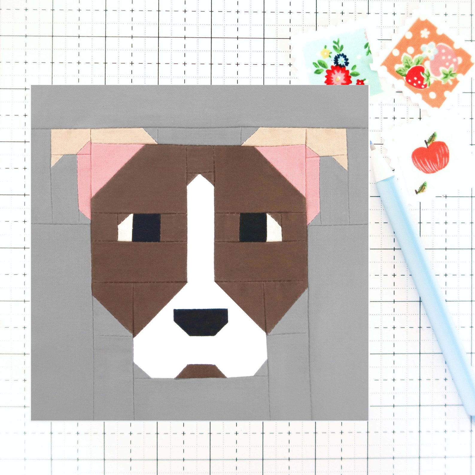 Pit Bull Terrier Dog Puppy Quilt Block PDF Pattern -includes ...