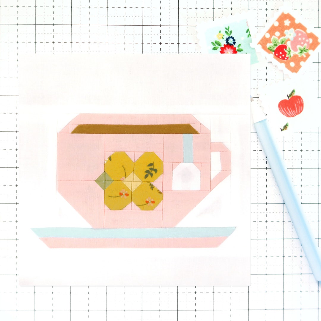 Spring Floral Teacup Quilt Block PDF Pattern - Includes Instructions ...