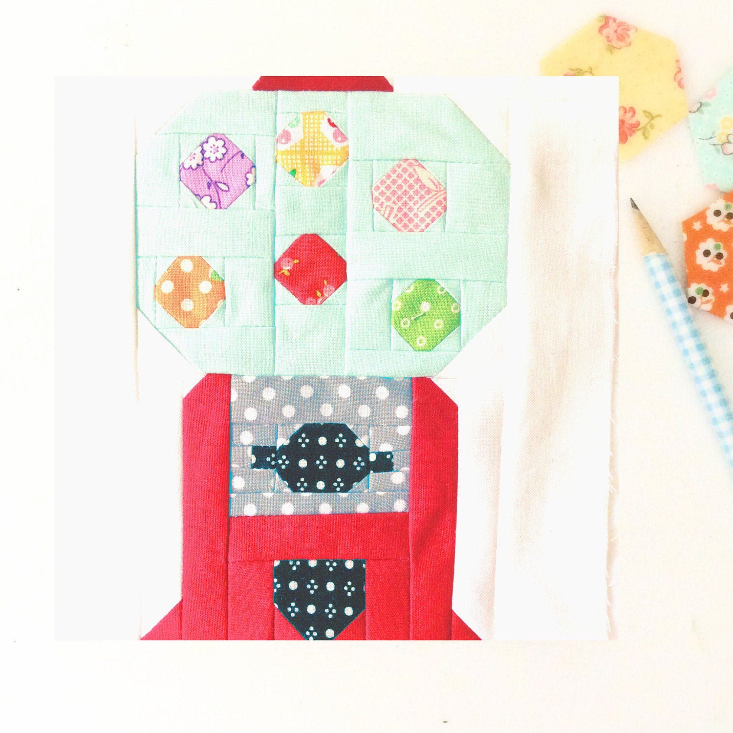 Gumball Machine Quilt Block PDF Instant Download Quilt Pattern 6 Inch ...