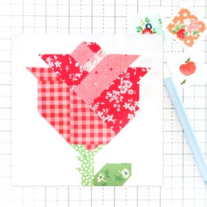 Rose Flower Garden Quilt Block Pattern PDF - Instructions for 6 Inch, 9 ...