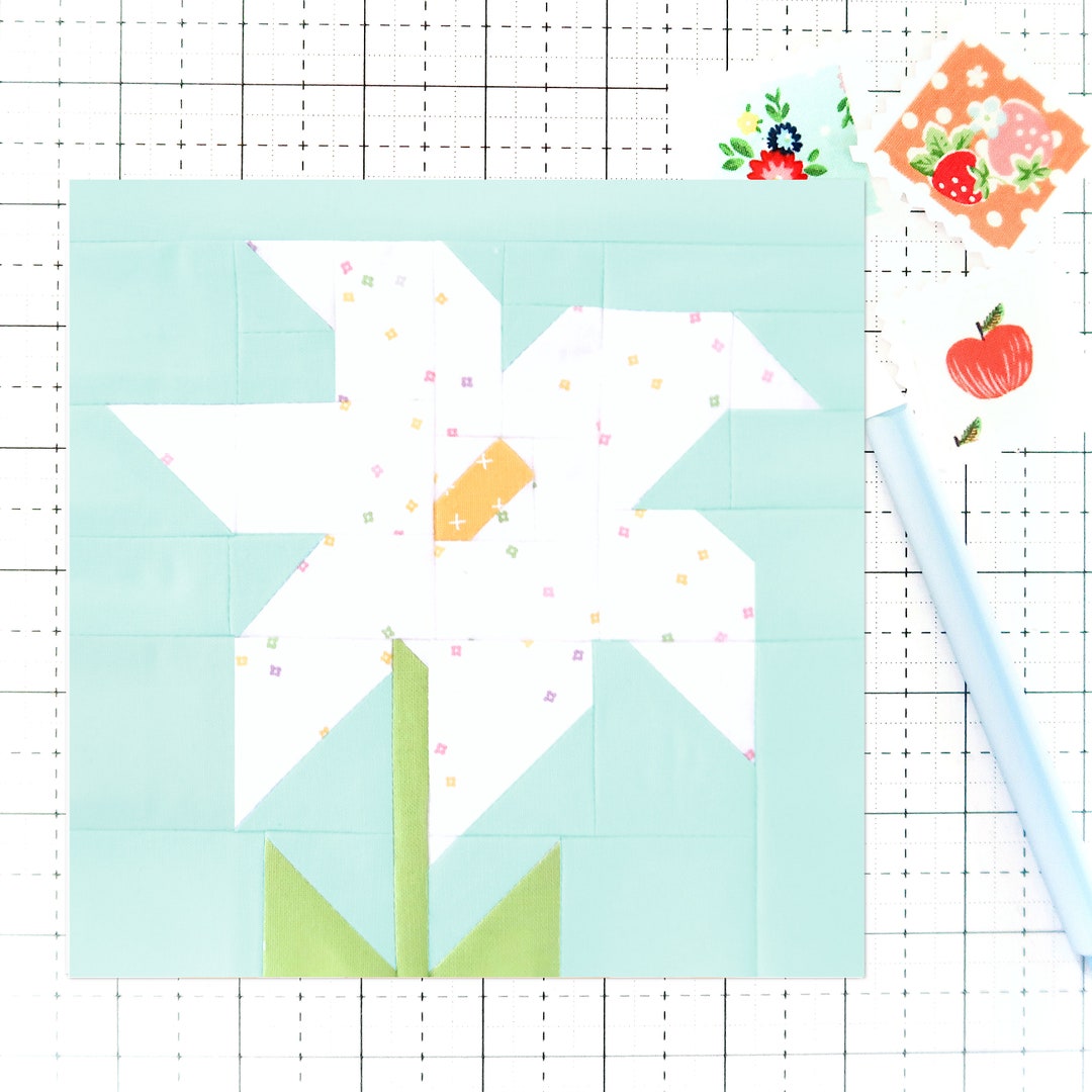 Easter Lily Quilt Block Pattern Spring Flower PDF- Instructions for 6 ...