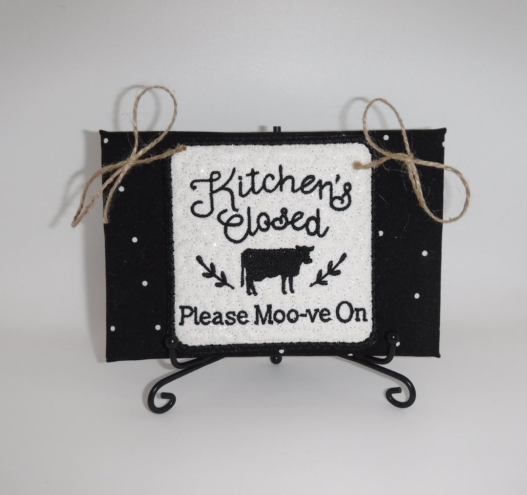 Kitchen Closed Embroidered Sign Handmade Sign Tray Tier - Etsy