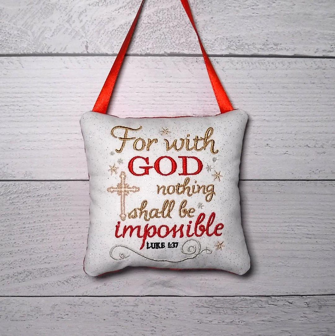 With God Nothing is Impossible Embroidered Handmade Door Knob Hanger ...