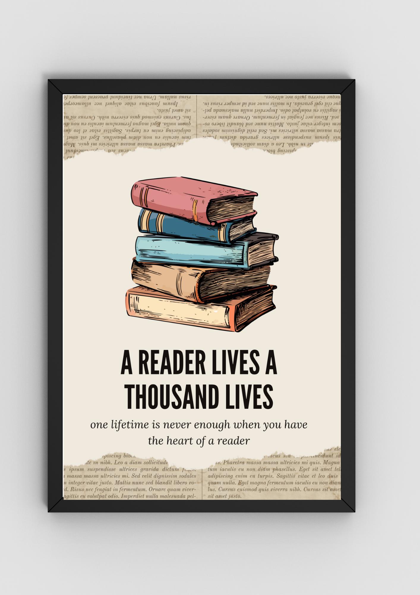 Book Lover A4 Digital Poster - A Reader Lives a Thousand Lives - Etsy