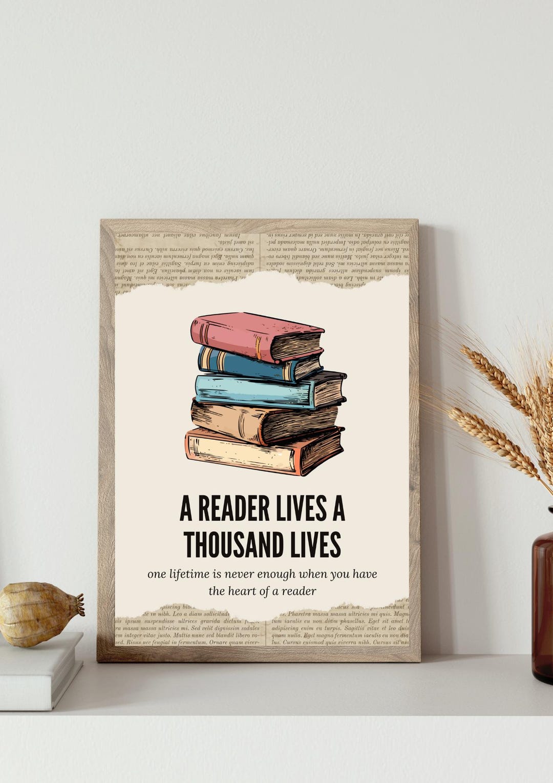 Book Lover A4 Digital Poster - A Reader Lives a Thousand Lives - Etsy