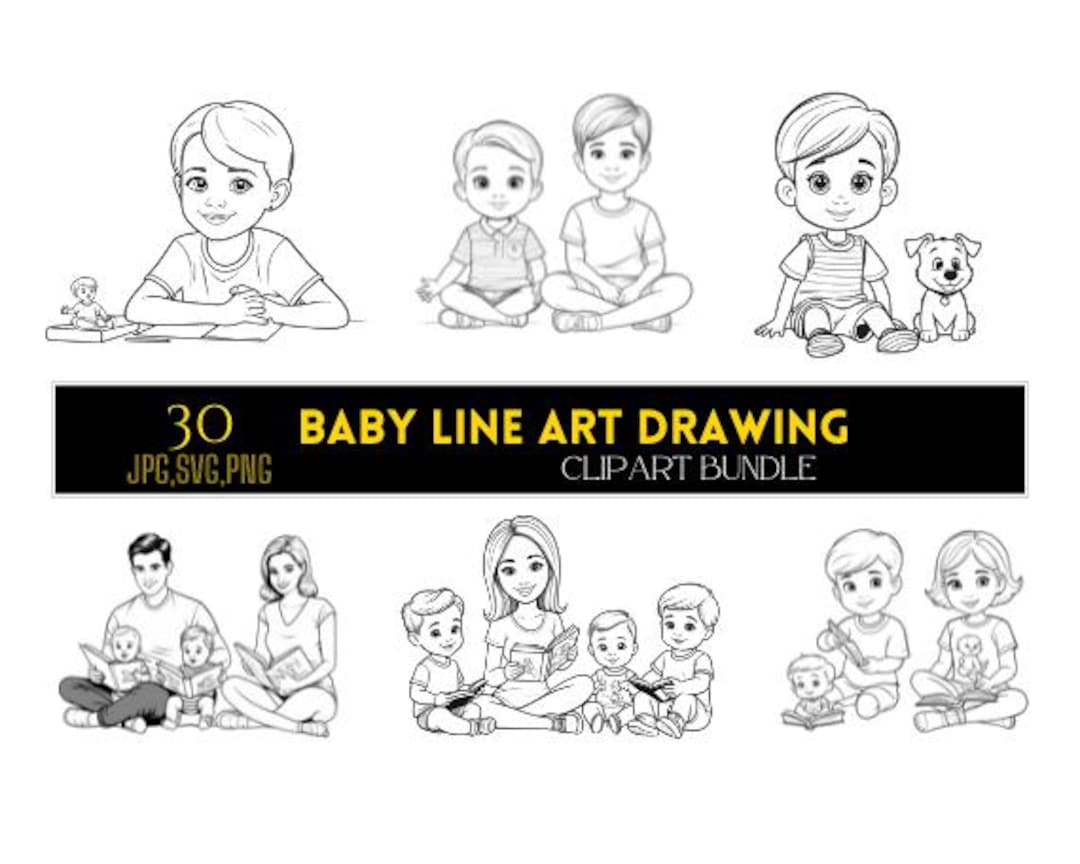 30 Baby Line Art Clipart Pngs | Minimalist Nursery Illustrations ...