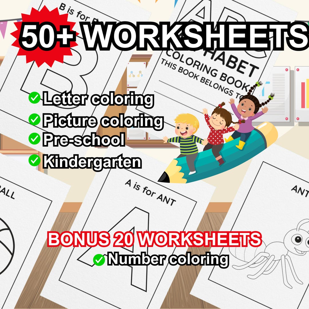 Alphabet and Numbers Coloring Pages Bundle | Preschool, Pre-k ...
