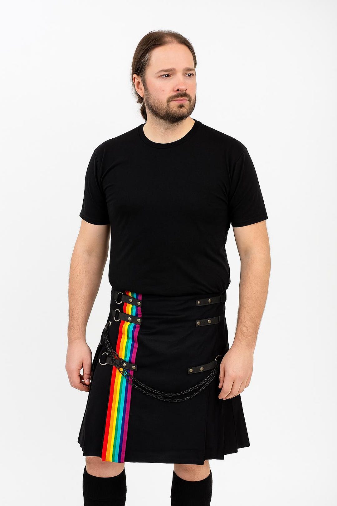 Rainbow Hybrid Kilt LGBT Gay Modern 100 % Cotton Pride Kilt for Men ...