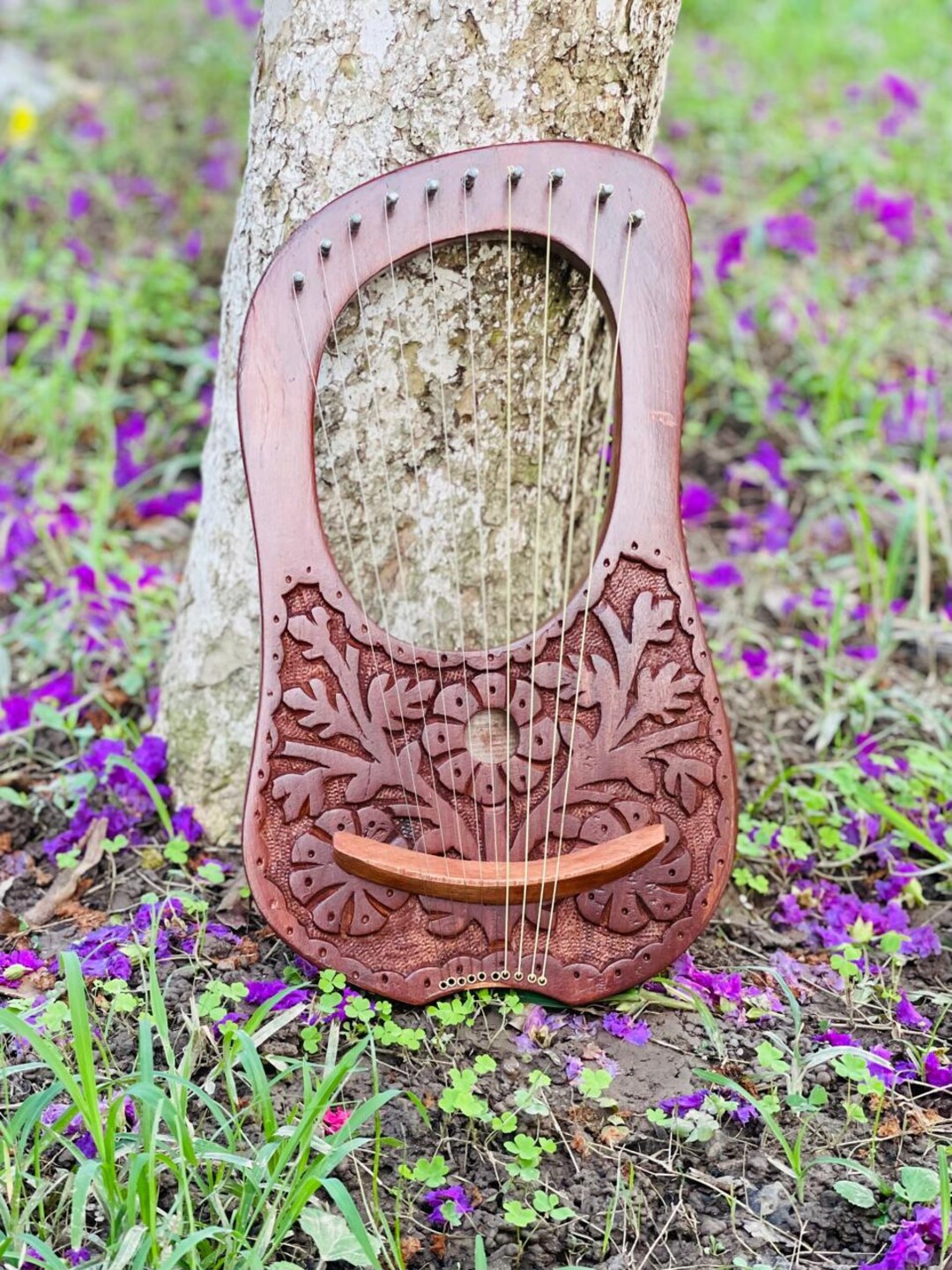Rosewood Flower 10 Metal Strings Lyre Harp Handmade Premium Quality ...