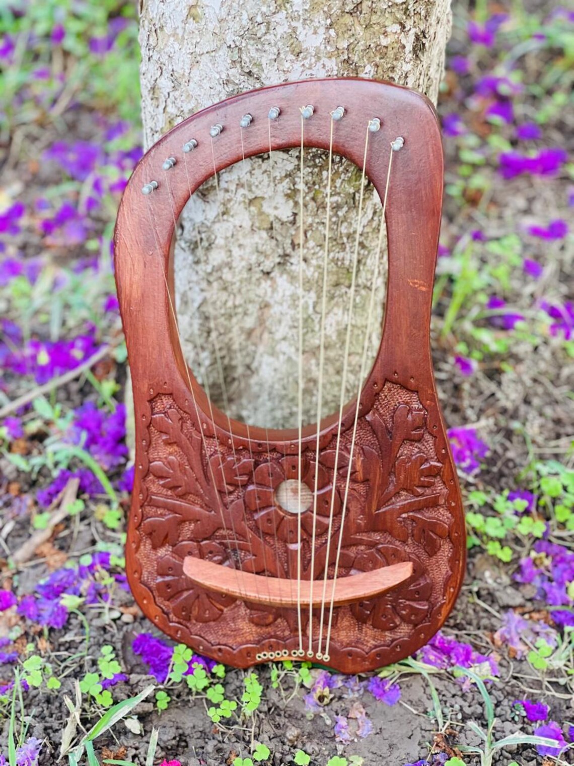 Rosewood Flower 10 Metal Strings Lyre Harp Handmade Premium Quality ...