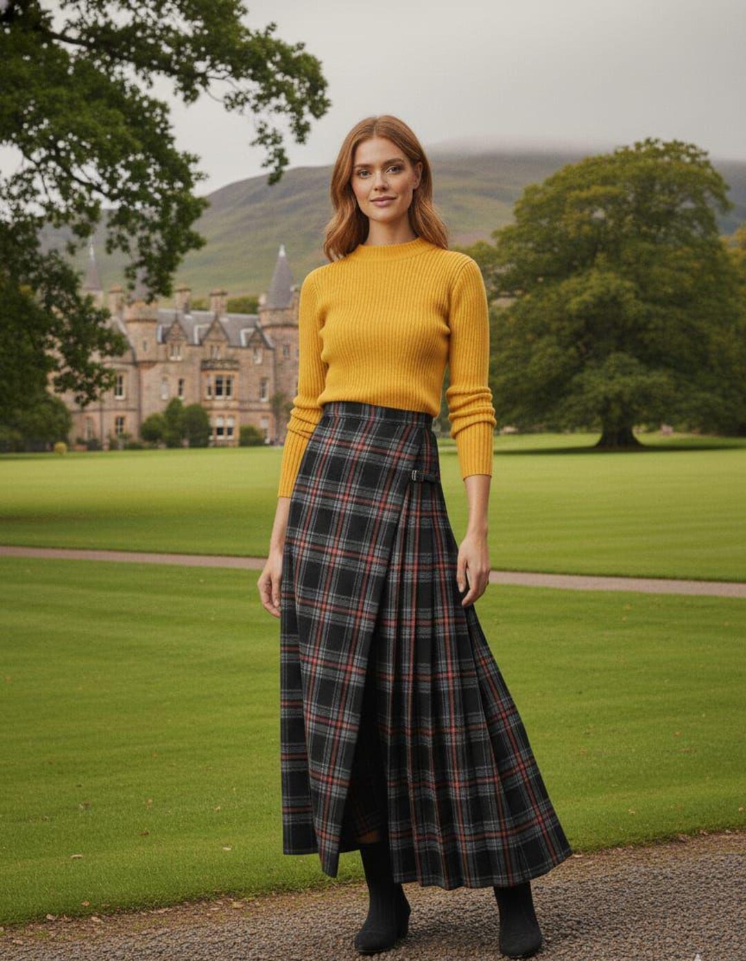 Custom Scottish Tartan Maxi Skirt | Handmade Wool Highland Kilt Skirt ...