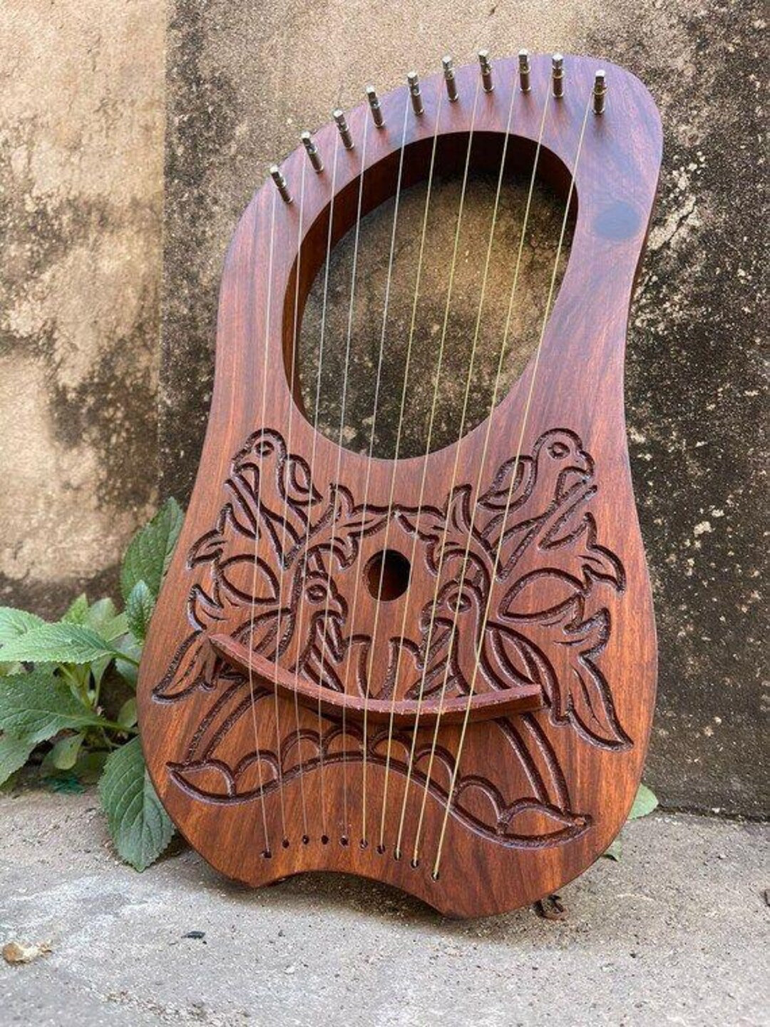 Rosewood New Sparrow Design Handmade Lyre Harp 10 Metal Strings Lyre ...