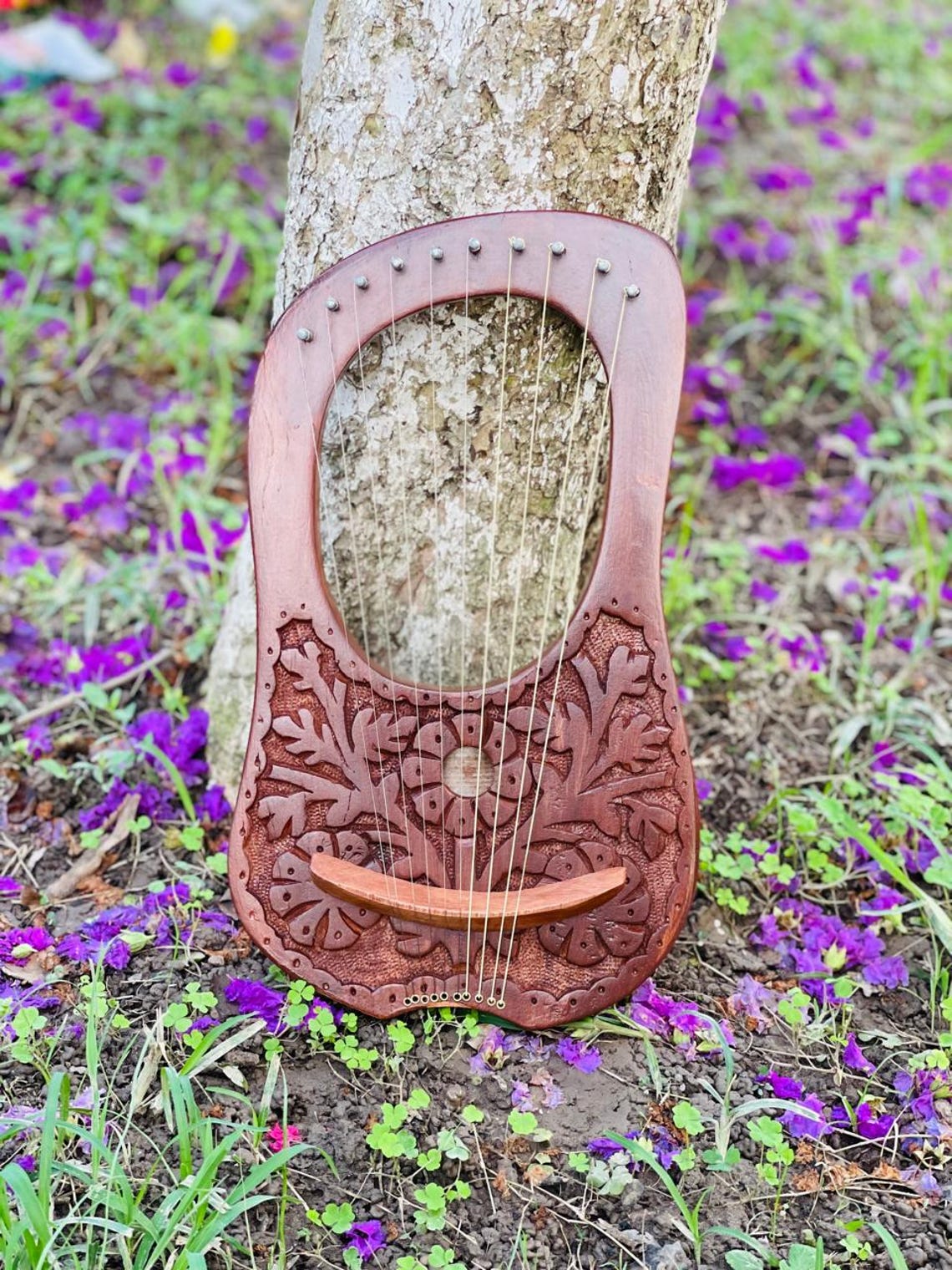 Rosewood Flower 10 Metal Strings Lyre Harp Handmade Premium Quality ...