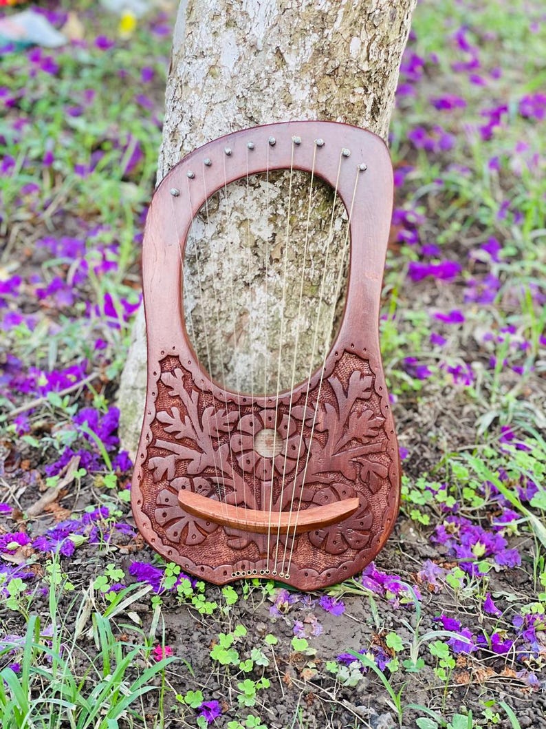 Rosewood Flower 10 Metal Strings Lyre Harp Handmade Premium Quality ...