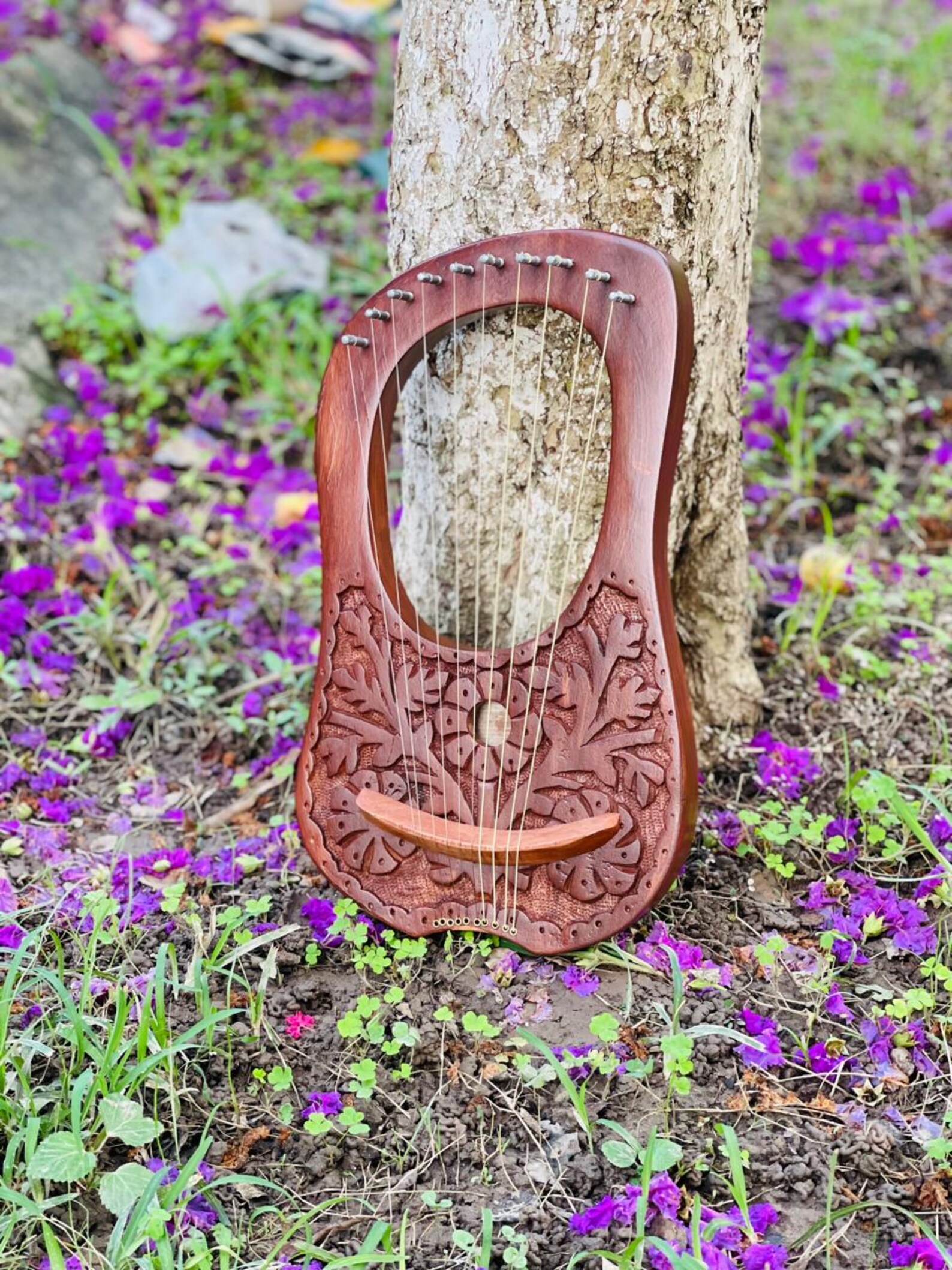 Rosewood Flower 10 Metal Strings Lyre Harp Handmade Premium Quality ...