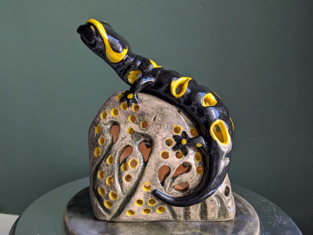 Ceramic Salamander – Handmade Figurine, Candle Holder, Reptile Art ...