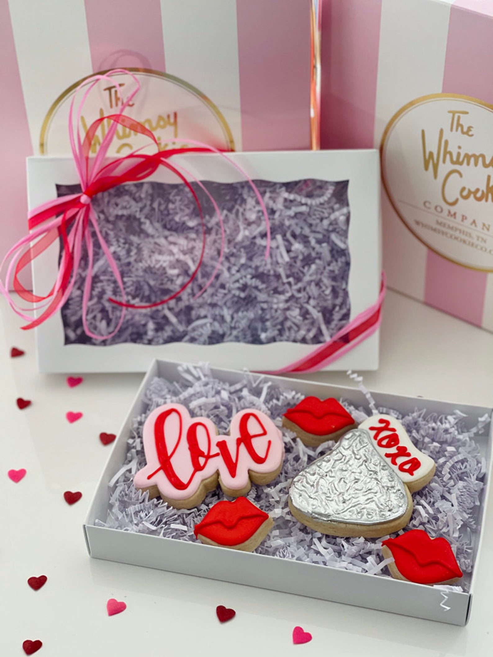 Valentine Cookies, Love & Kisses Sugar Cookies, Set of 2 Cookies ...
