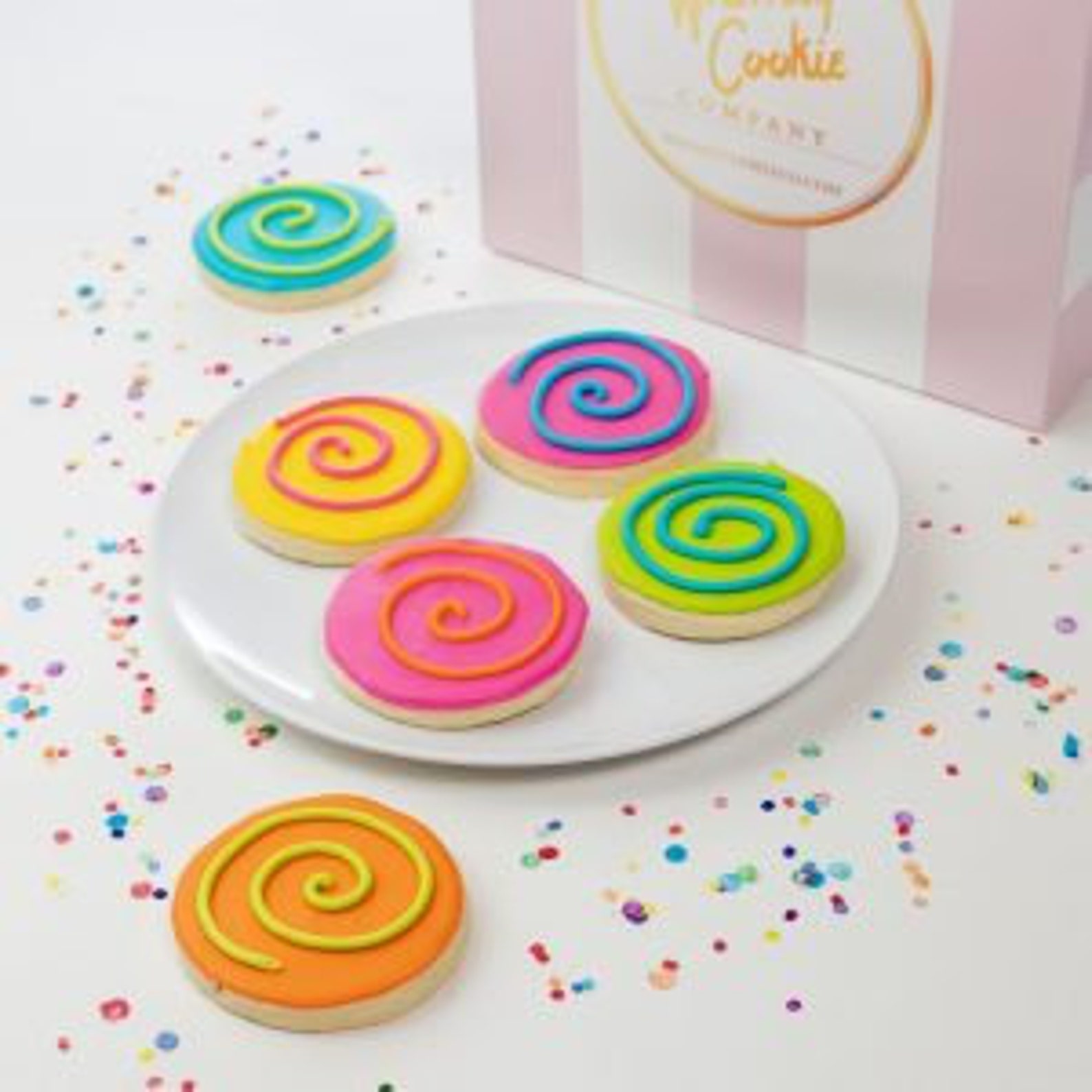 Bright Swirl Sugar Cookies: Royal Icing Decorated Cookies - Set of 12 ...