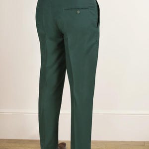 Handmade Forest Green Dress Pants, Tailored Fit Poly-wool Trousers - Etsy