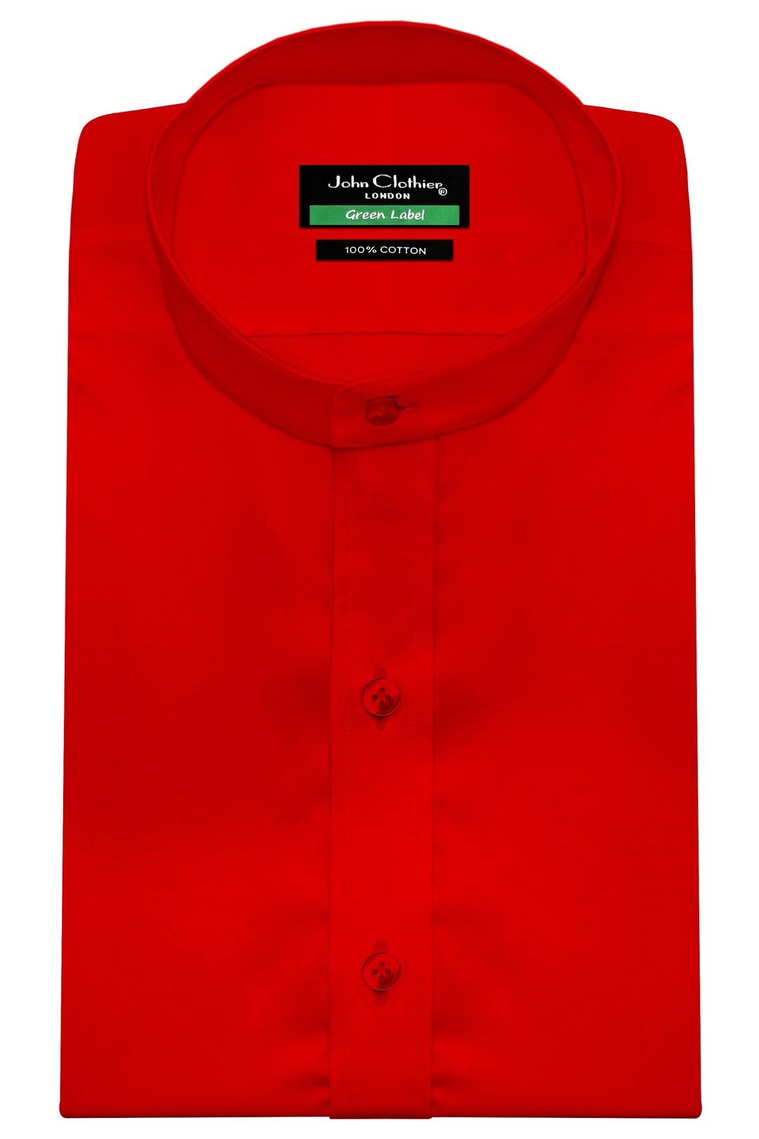 Men's Red Mandarin Collar Shirt, 100% Cotton Tailored Fit - Etsy