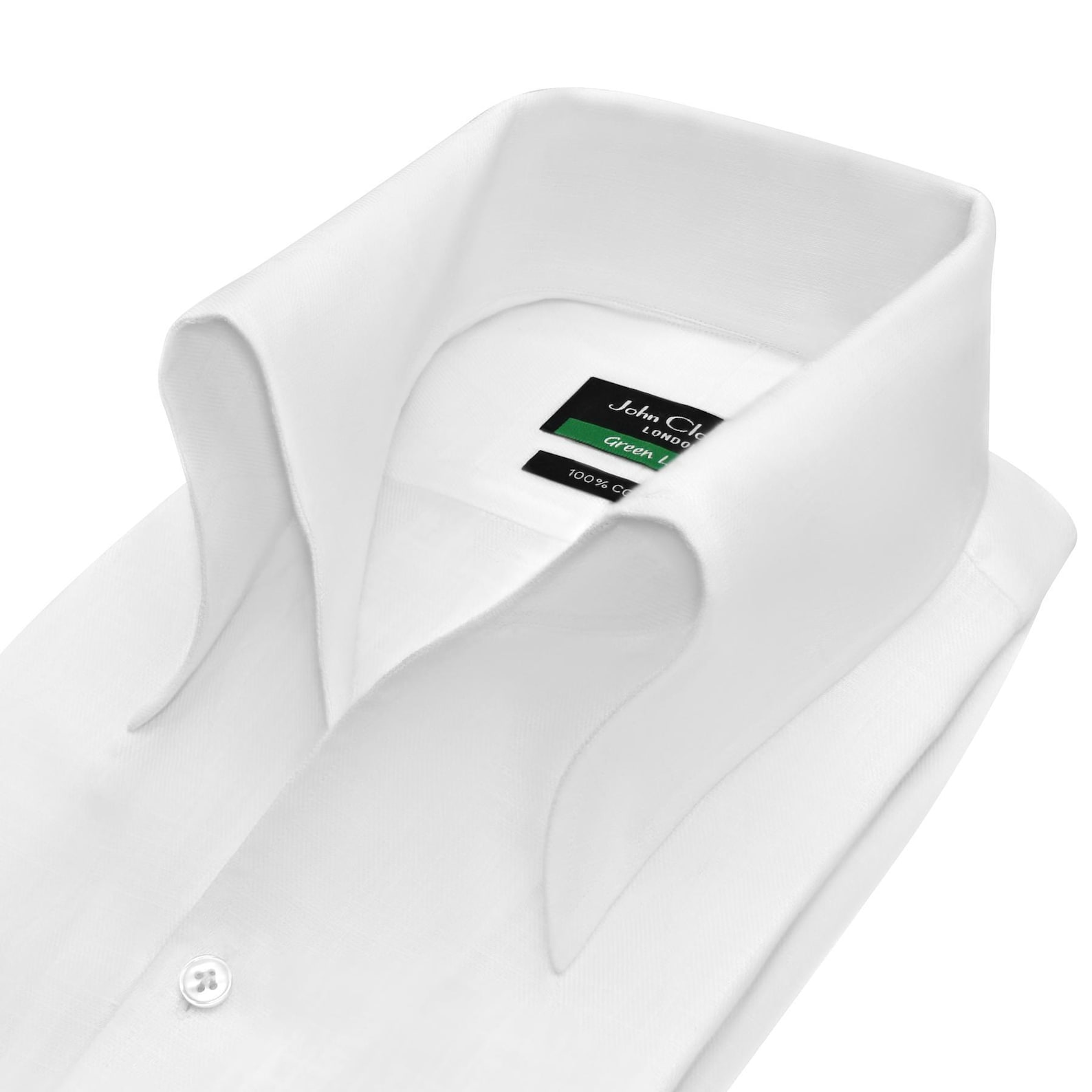 Men's White Evening Dress Shirt High Open Button Down Collar Buttonless ...